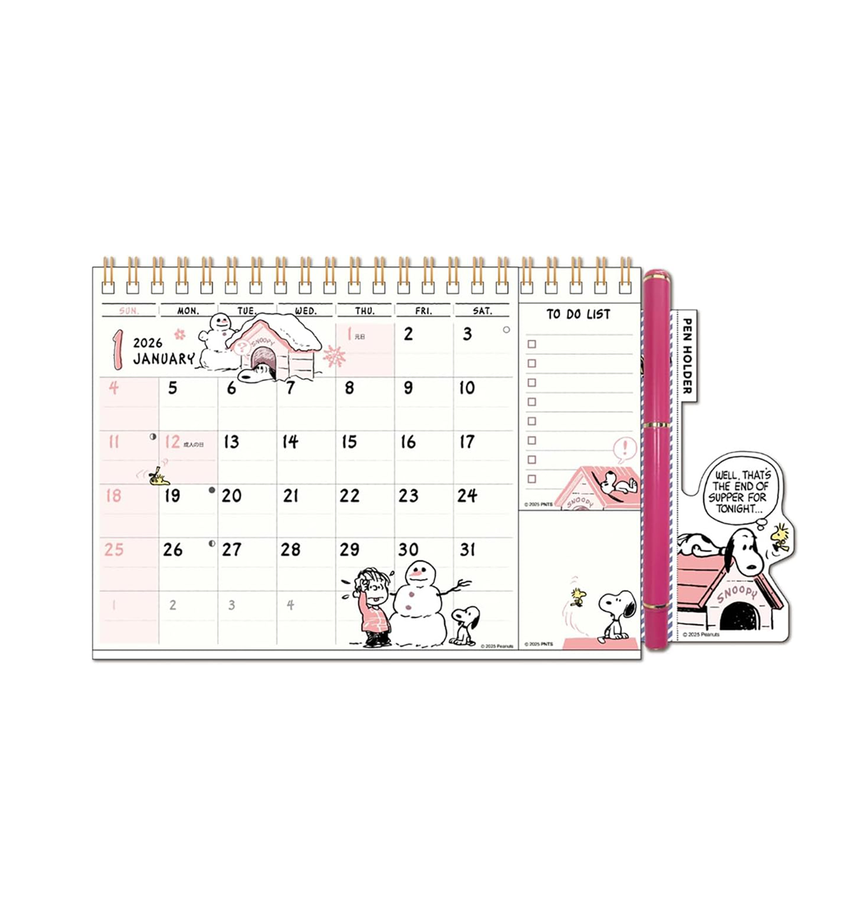 [JAPAN] 2026 Peanuts Snoopy Peek-a-Boo Schedule Desk Calendar