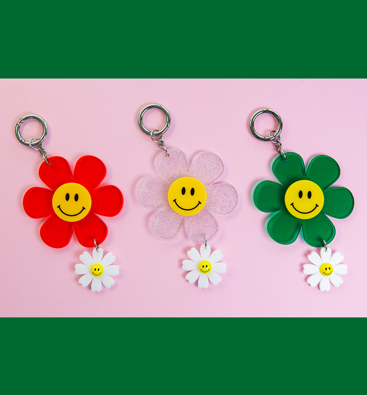 Smiling Flower Acrylic Keyring