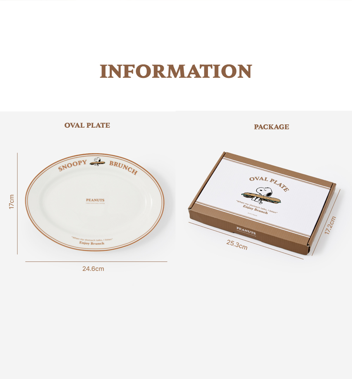 Peanuts Snoopy Oval Plate [Brown Line]