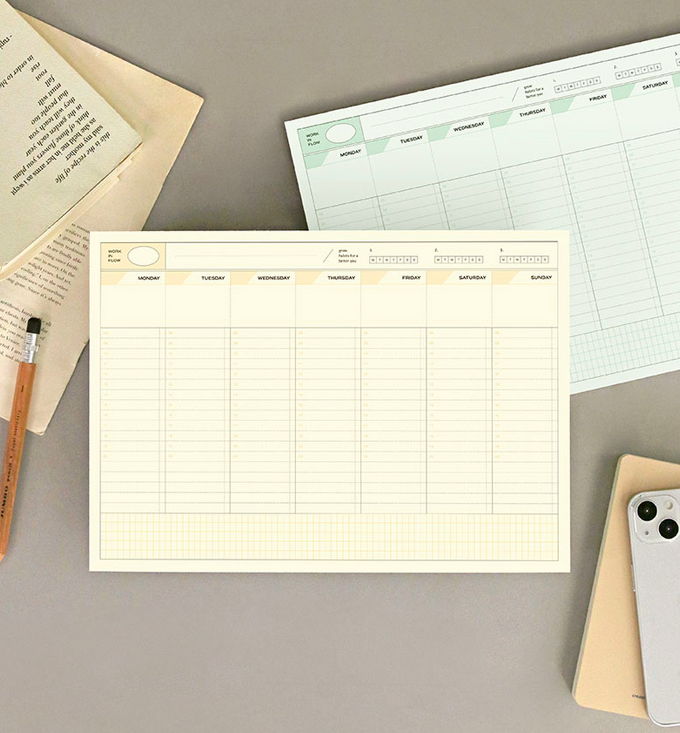 Flow A4 Weekly Planner Pad Desk Weekly Scheduler
