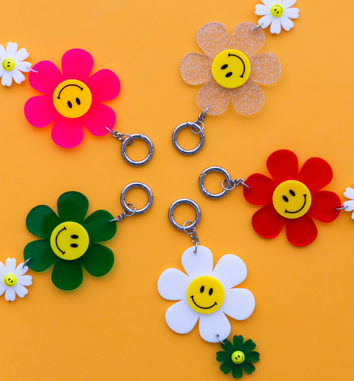 Smiling Flower Acrylic Keyring