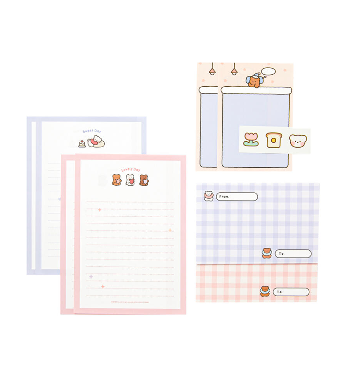 Heart Bear Trio Letters & Envelopes