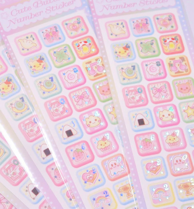 Cute Button Number Seal Sticker