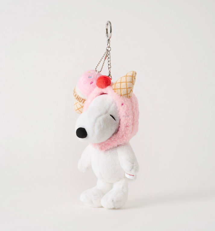 Peanuts Snoopy Strawberry Ice Cream Plush Keyring [16cm]