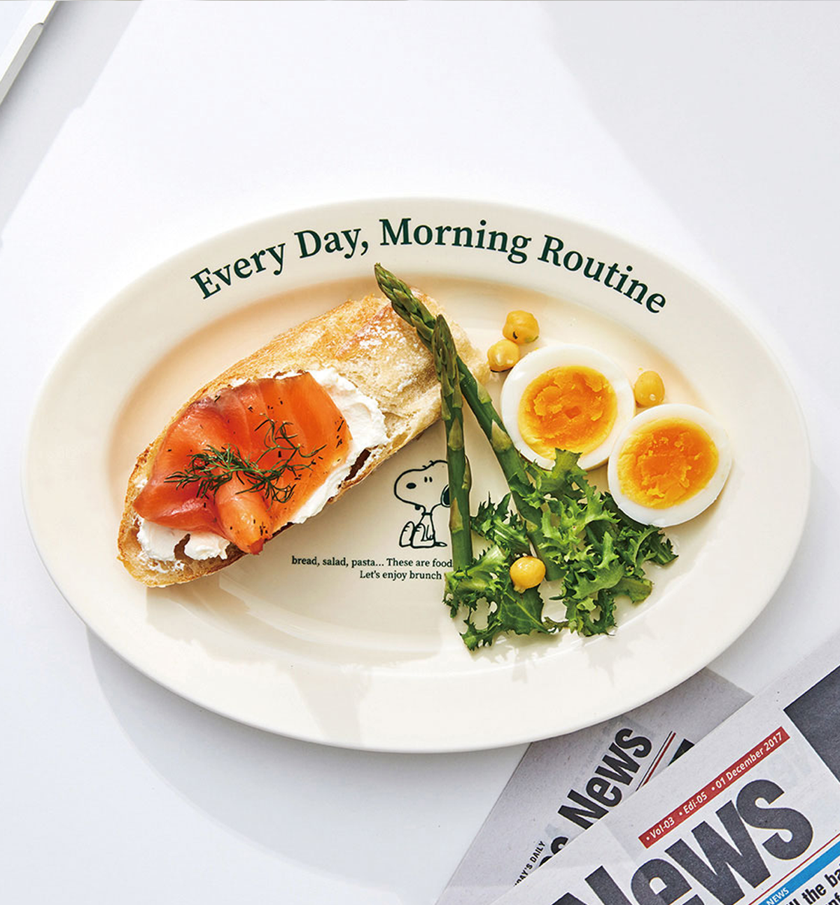 Peanuts Snoopy Oval Plate [Lettering Line]