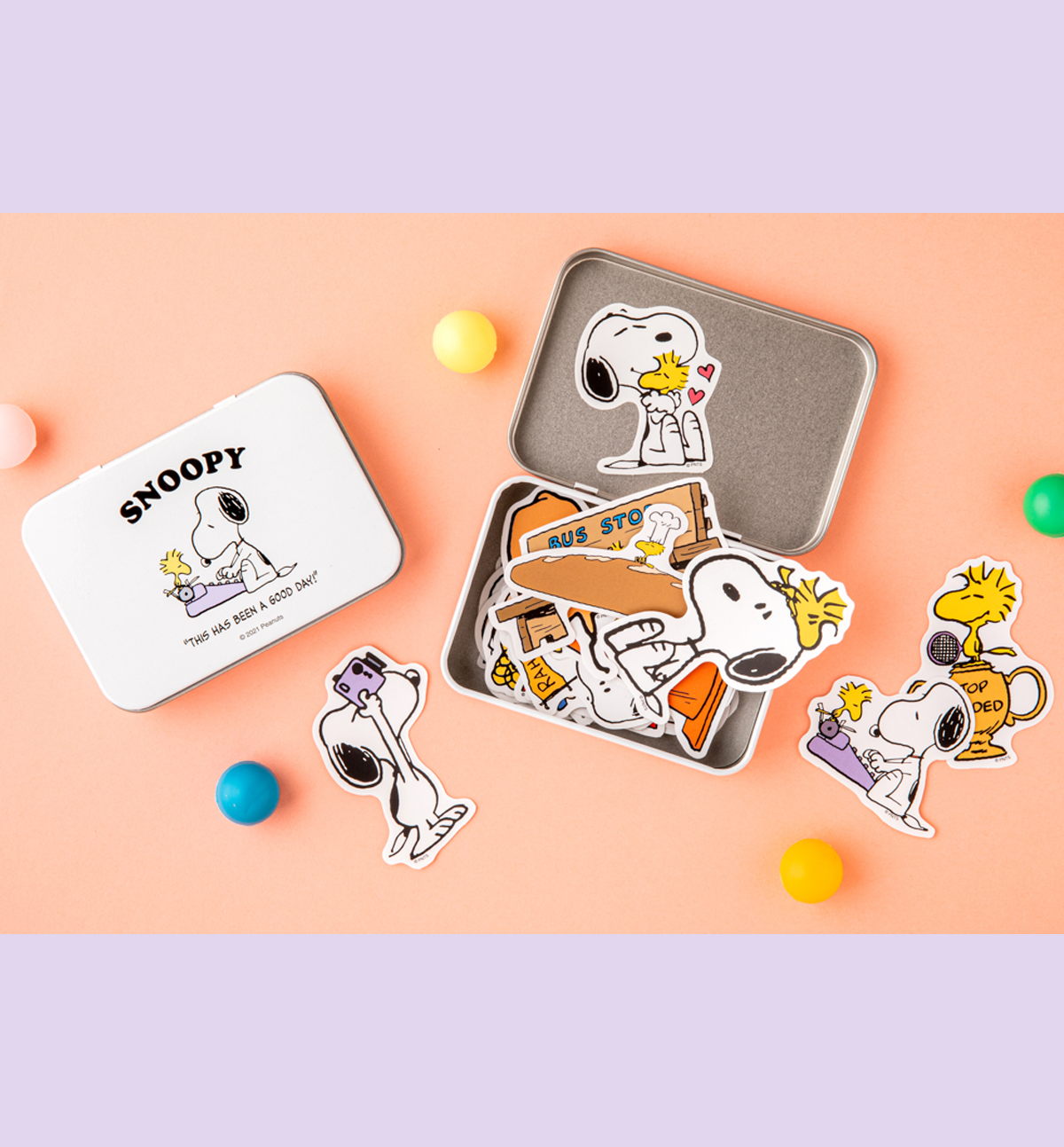 Snoopy & Friends Tin Case Sticker Pack [40 Stickers]