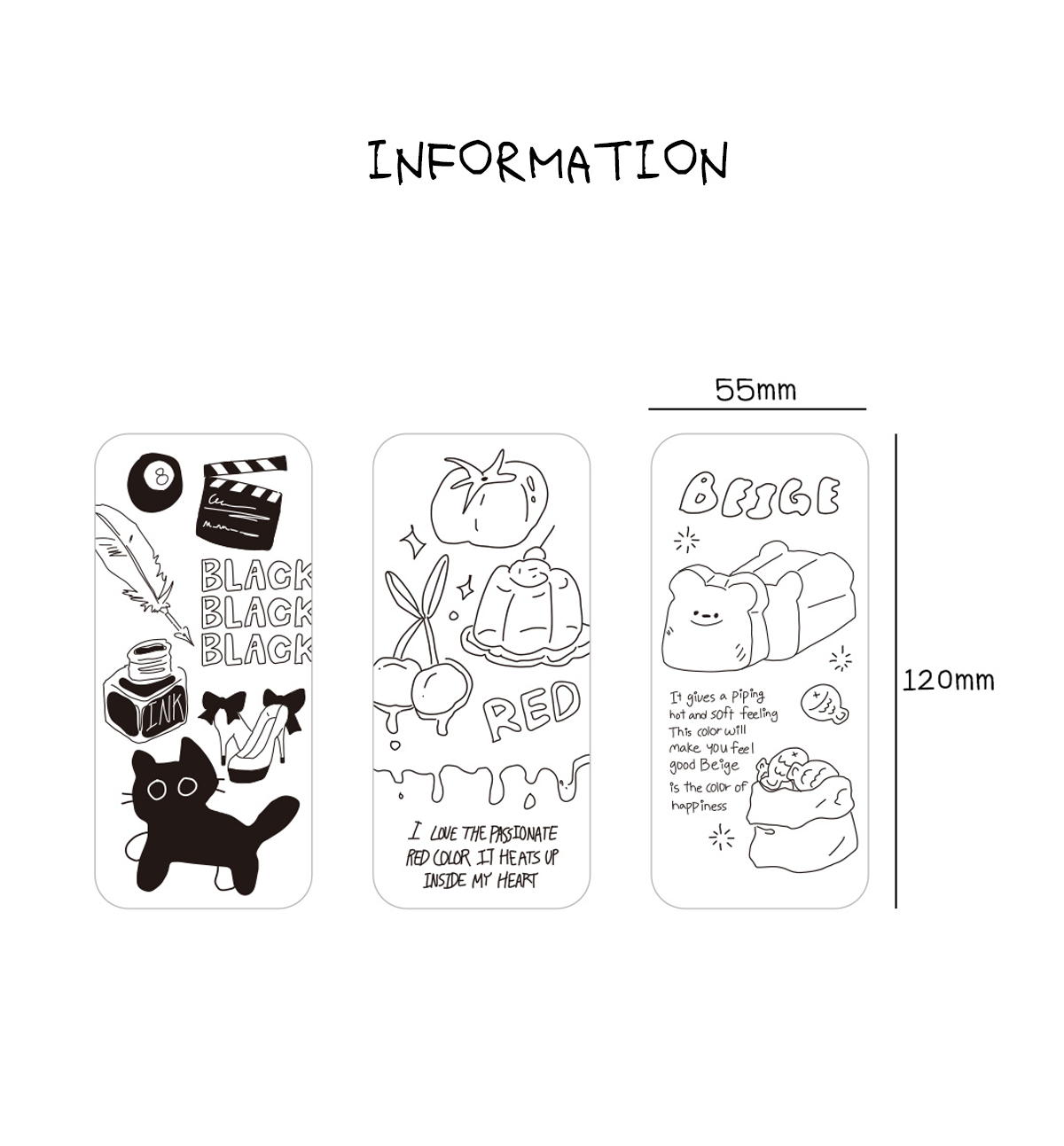 Little Doodle Acrylic Hard Bookmark [Black]