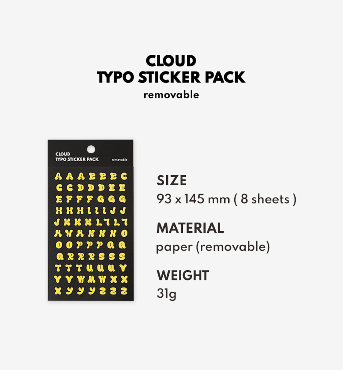 Cloud Typo Sticker Pack [8 Sheets]