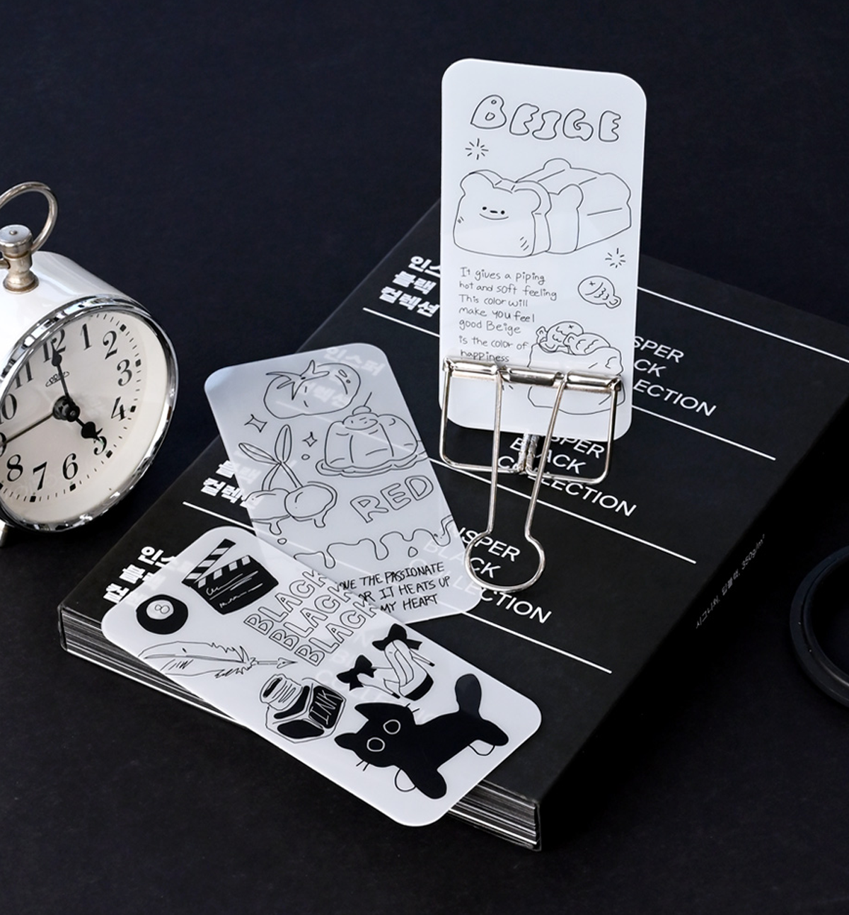 Little Doodle Acrylic Hard Bookmark [Black]