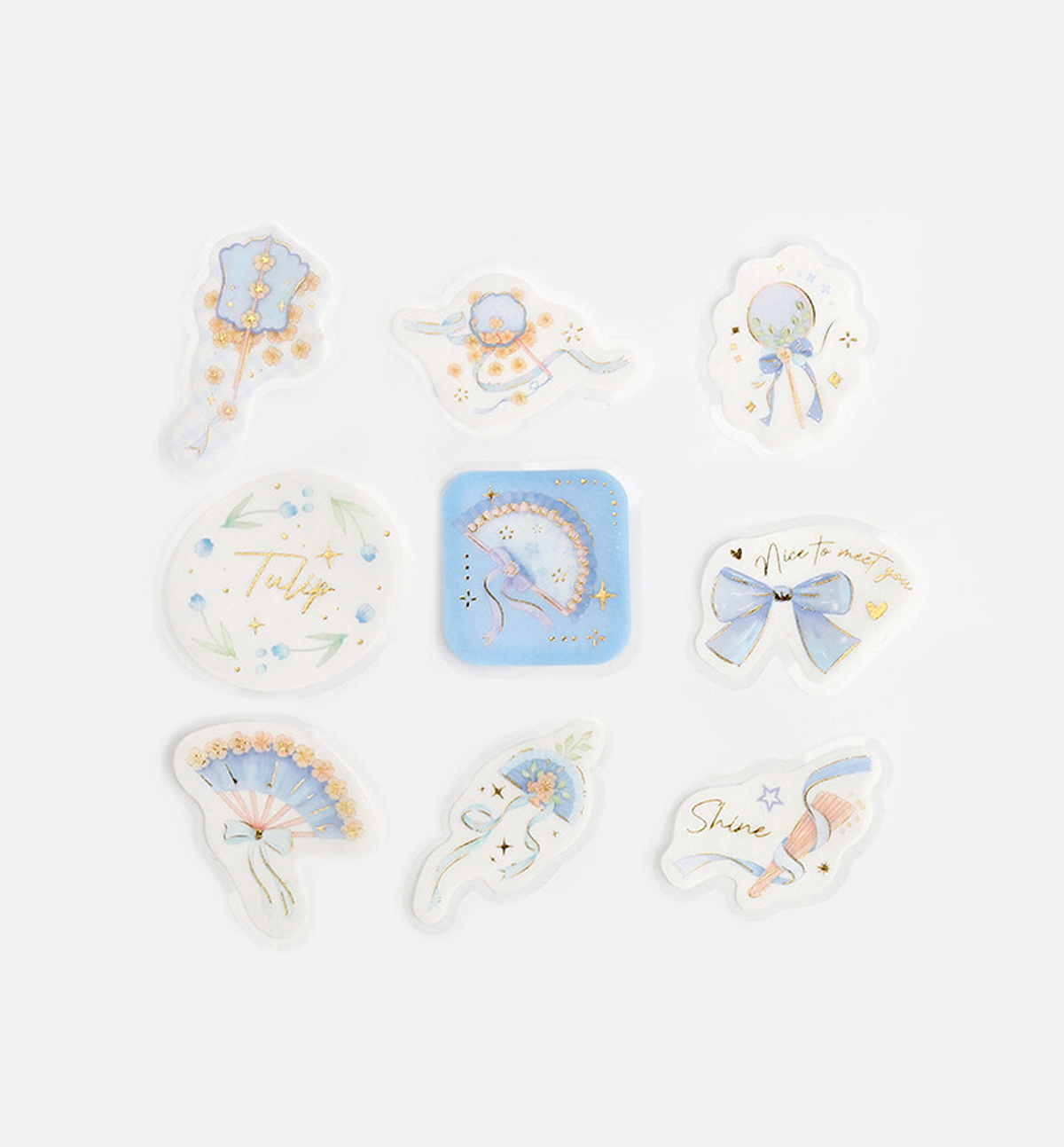 Folding Fan Flake Seal Sticker [Gold Stamping]