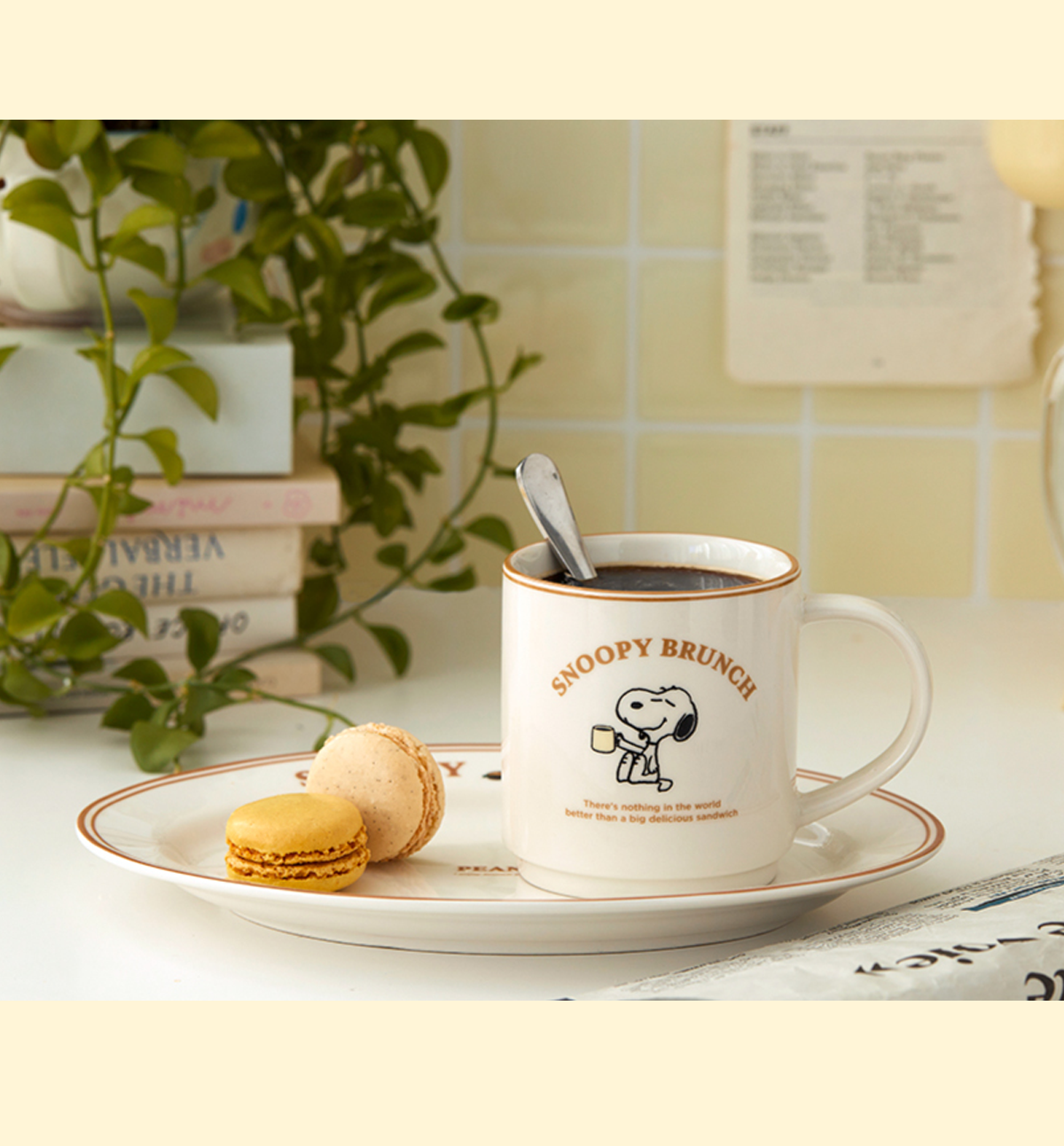 Peanuts Snoopy Oval Plate [Brown Line]