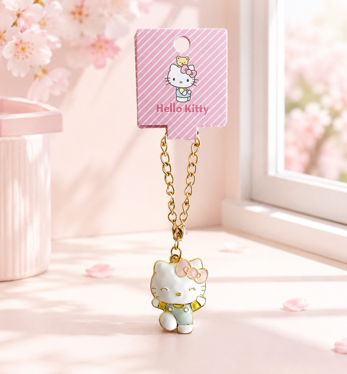 Sanrio Happy Jump Glitter Charm Keychain [Hello Kitty]