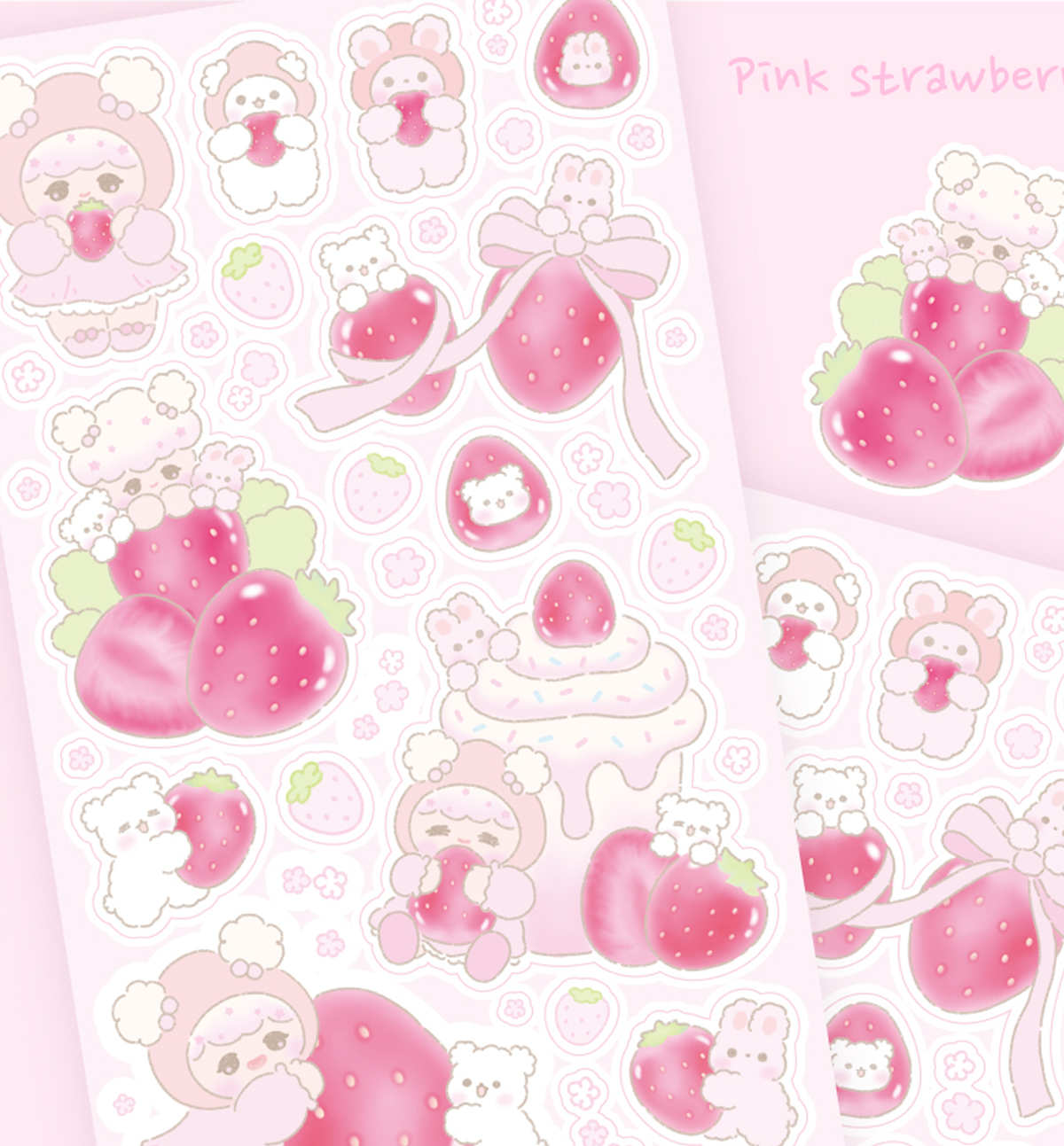 Pink Strawberry Seal Sticker