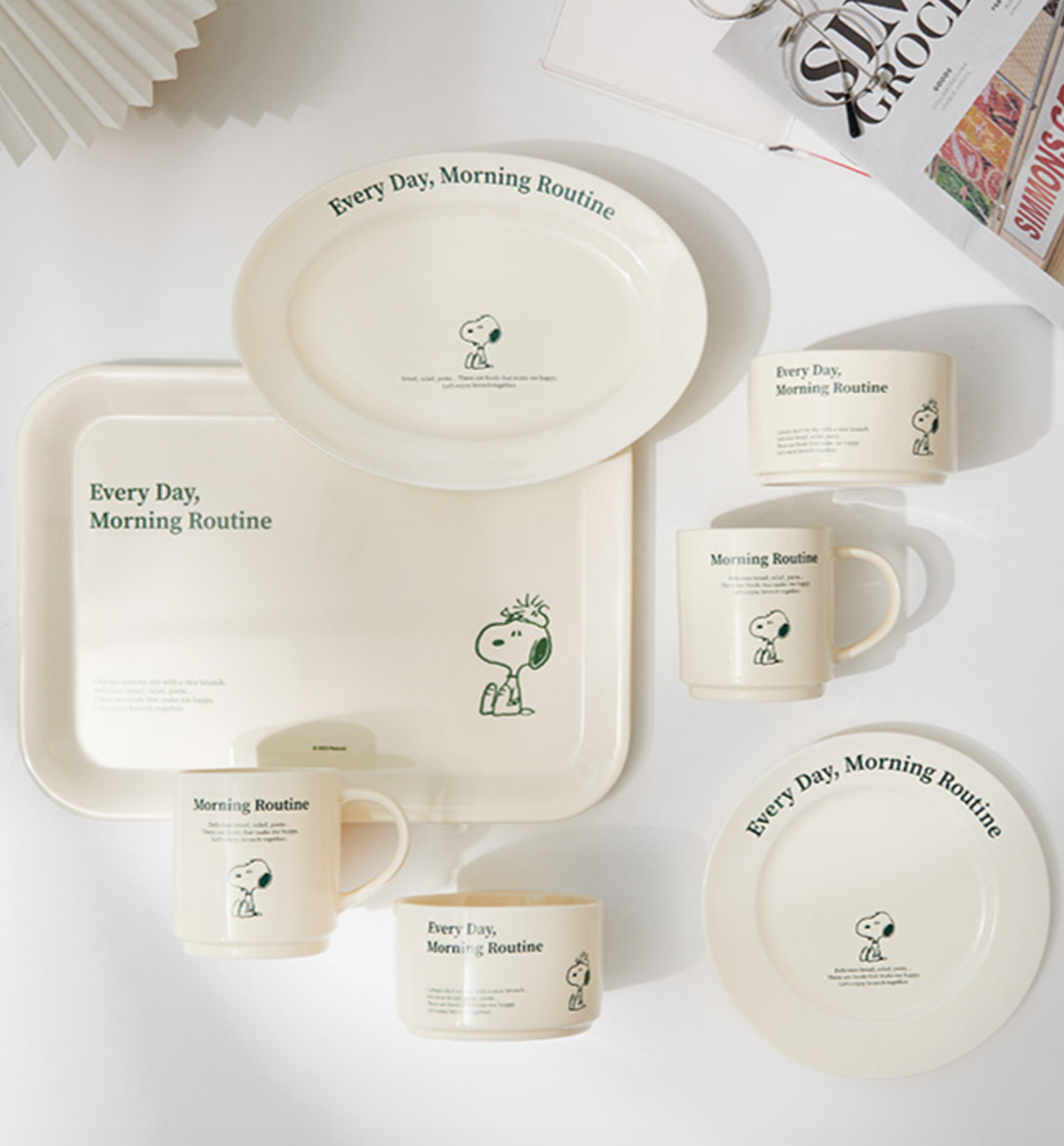 Peanuts Snoopy Oval Plate [Lettering Line]