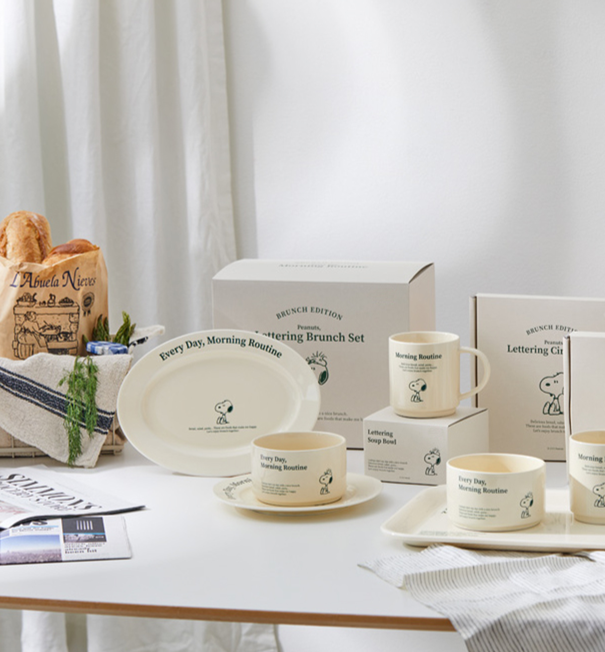 Peanuts Snoopy Oval Plate [Lettering Line]