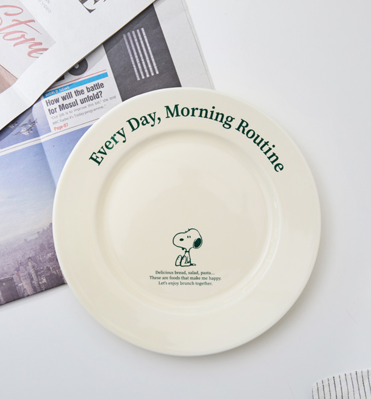 Peanuts Snoopy Round Plate [Lettering Line]