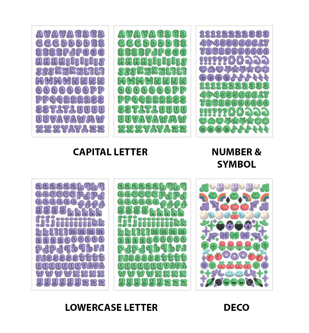 Puffer Alphabet Sticker Pack [6 Sheets]