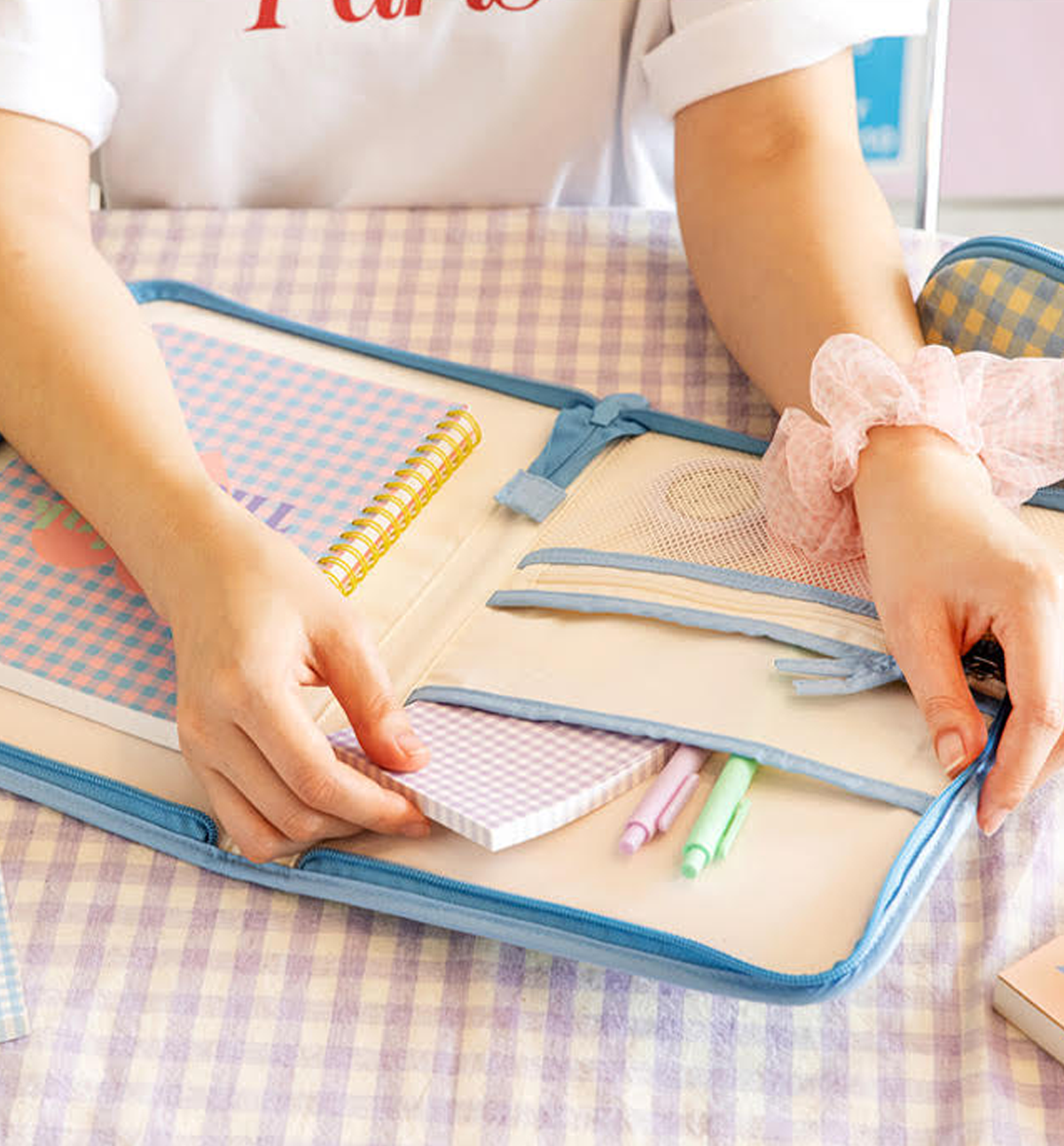 Checkered Book Pouch