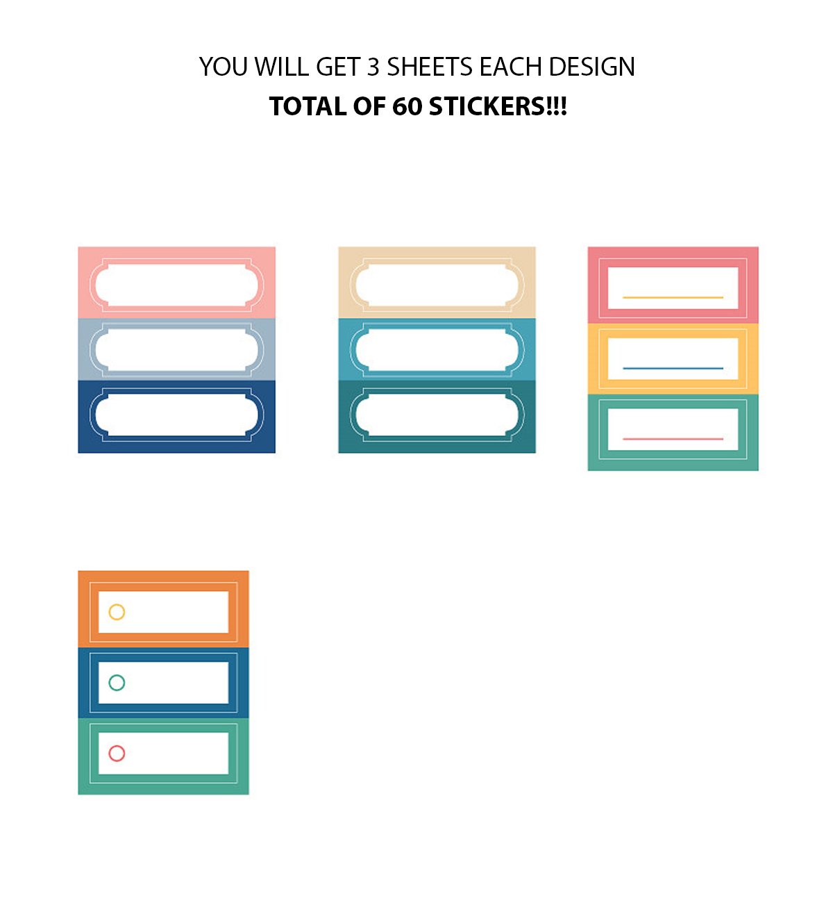 Retro Message & Label Sticker Set Sketch [60 Stickers]